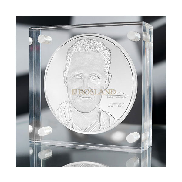 Formula 1® Silver Schumacher 91oz -Rosland Exclusive- in Acrylic Block ...